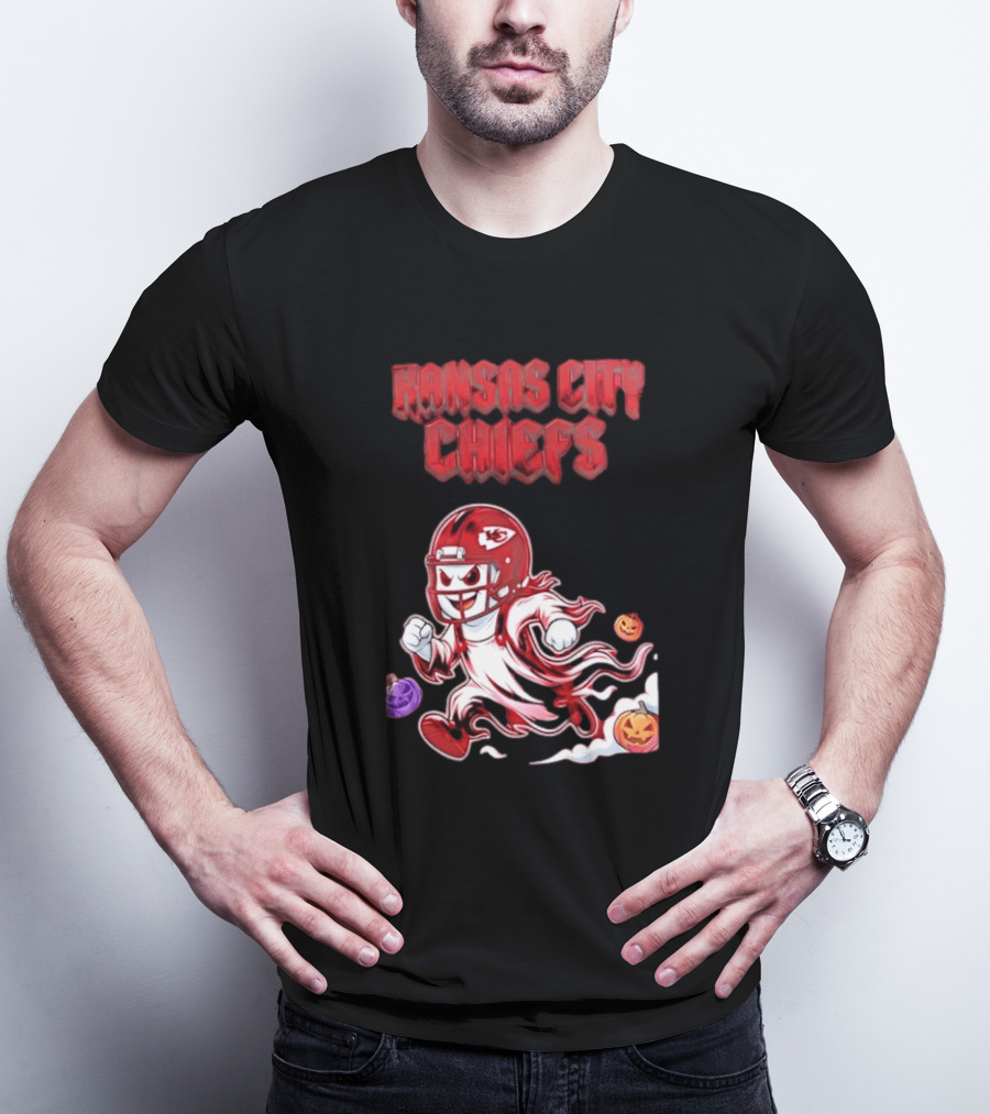 Kansas City Chiefs Halloween Ghost Football 2026 Spooky Pumpkins T-Shirt