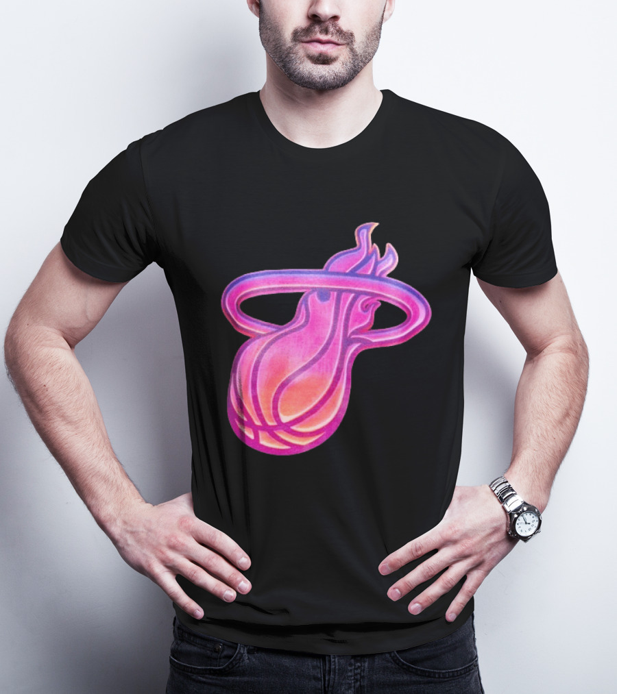 Miami Heat Court Culture Vice City Flaming Basketball T-Shirt