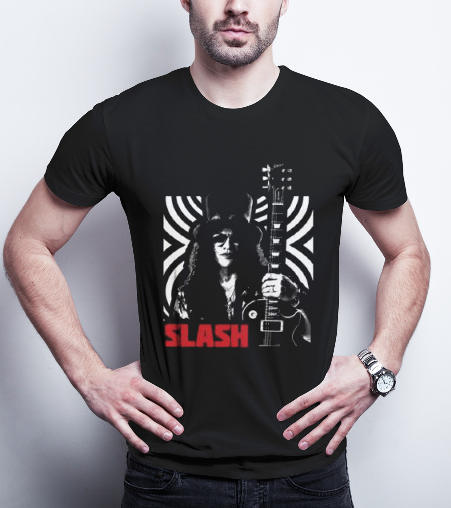 SLASH Iconic Guitarist And Guitar Bold Classic Rock T-Shirt