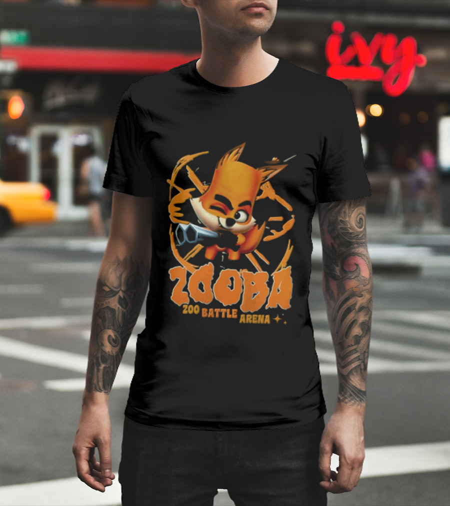 Zooba Zoo Battle Arena Fox Character With Orange And Blue T-Shirt