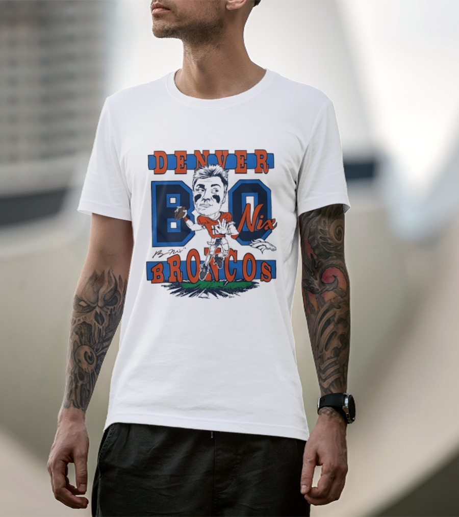 Denver Broncos Bo Nix Caricature Player T-Shirt