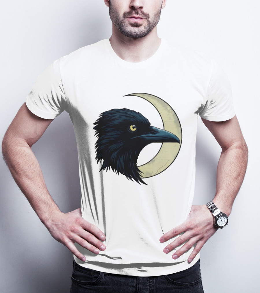 Raven Crescent Moon Guardian Of The Glimmer T-Shirt