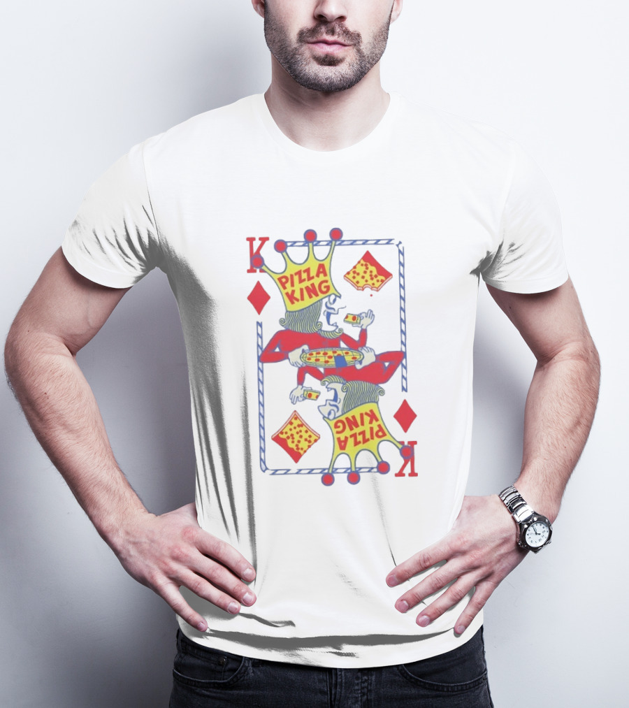 Pizza King Eating Pizza Playing Card K Diamonds T-Shirt