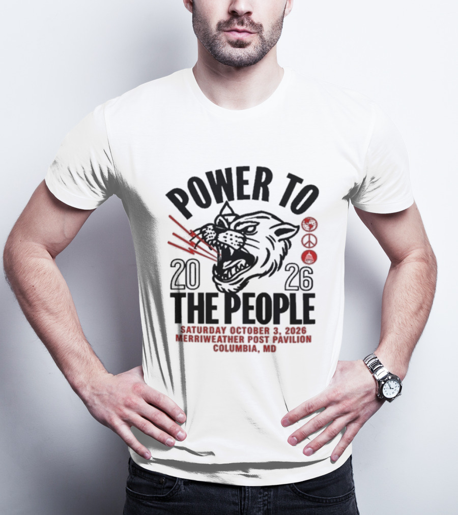 Power To The People Tom Morello Merriweather Post Pavilion Columbia MD October 3 2026 T-Shirt