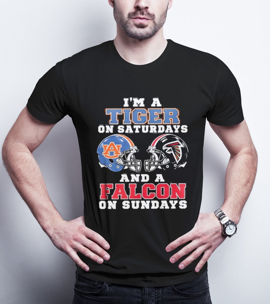 Auburn Tigers Saturdays Atlanta Falcons Sundays Helmet Fans T-Shirt