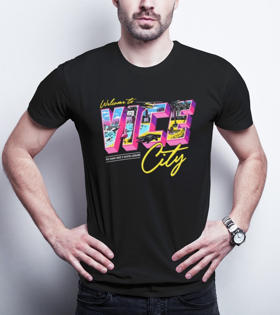 Welcome To Vice City Court Culture X Duvin Postcard T-Shirt