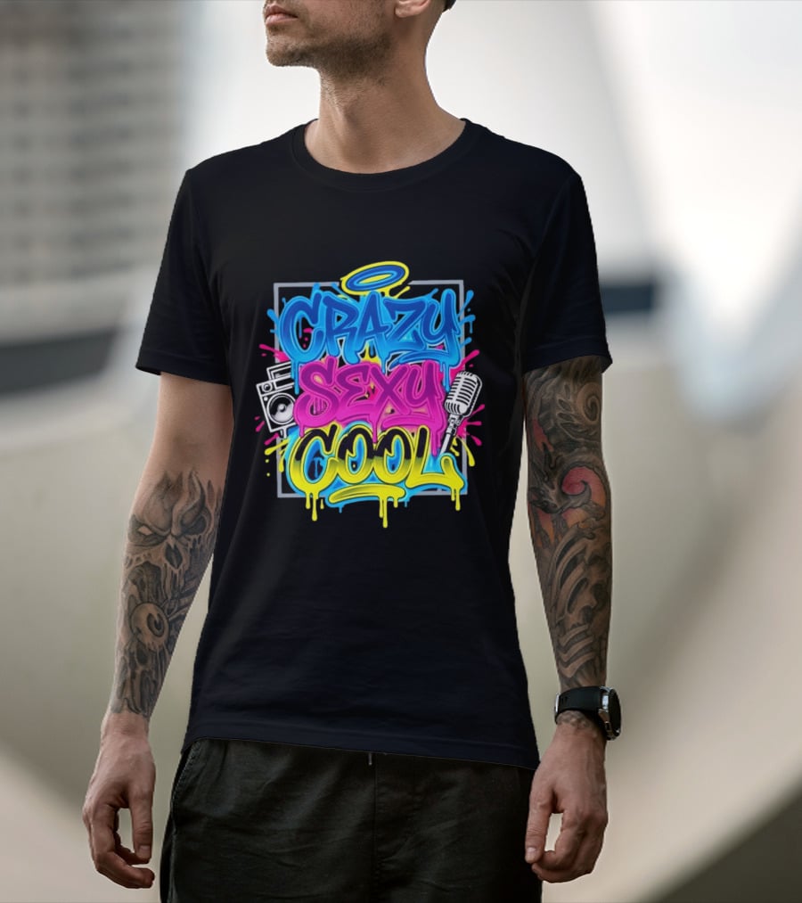 Crazy Sexy Cool Graffiti Boombox Microphone 90s R&B T-Shirt