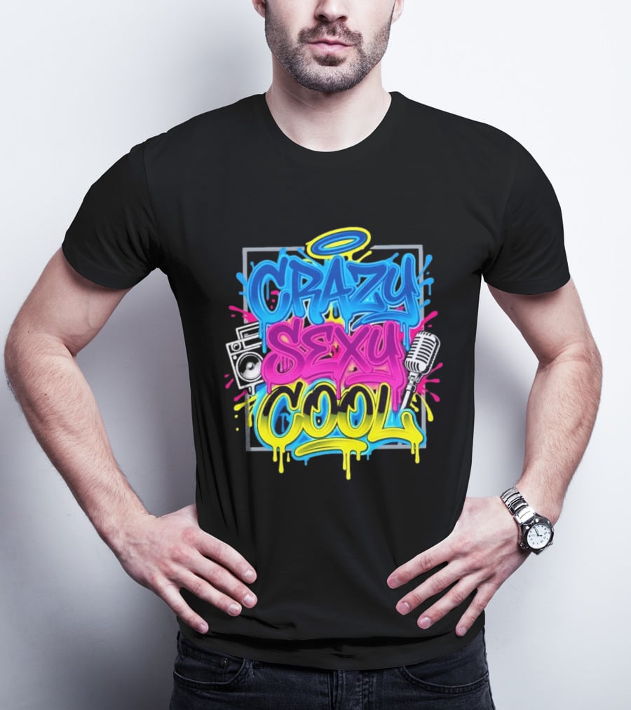 Crazy Sexy Cool Graffiti Boombox Microphone 90s R&B T-Shirt
