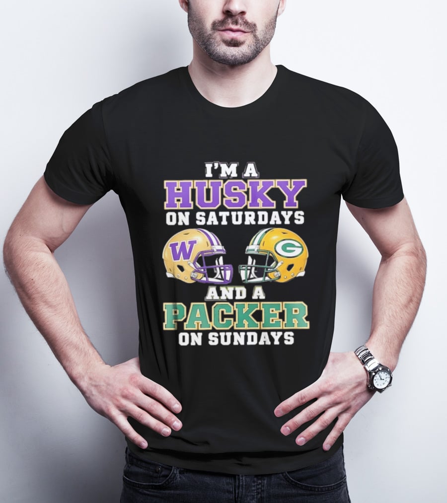 I'm A Husky On Saturdays And A Packer On Sundays W Logo G T-Shirt