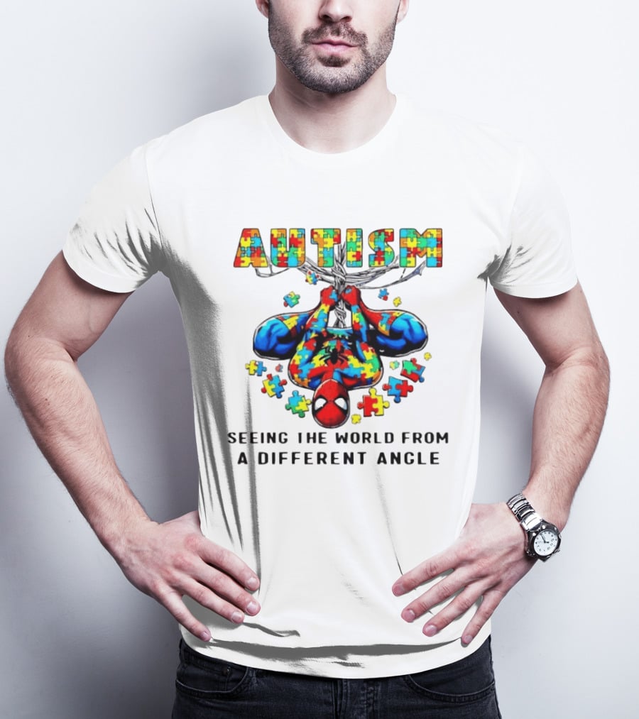 Autism Seeing The World From A Different Angle Spiderman Puzzle T-Shirt