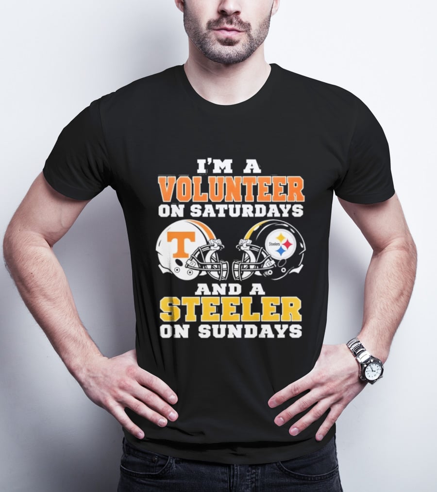 I'm A Volunteer On Saturdays Steeler On Sundays Football Helmets T-Shirt