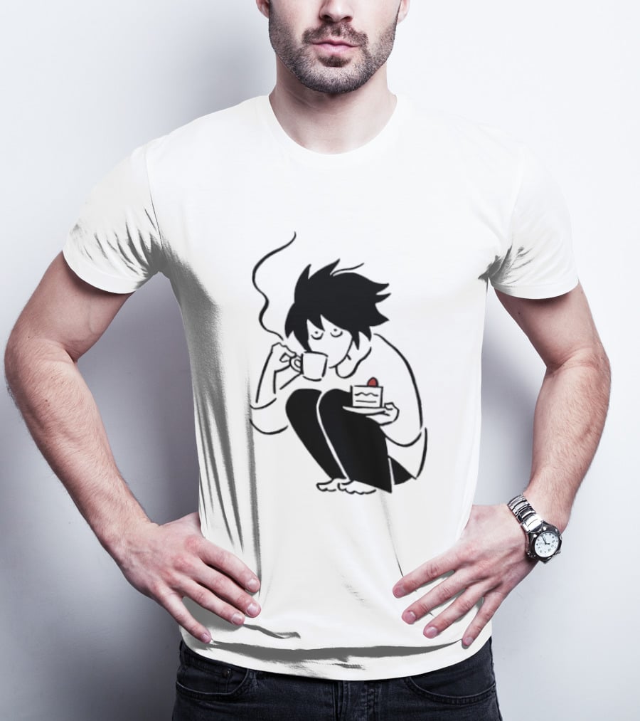 Death Note L Coffee And Strawberry Cake Scene T-Shirt