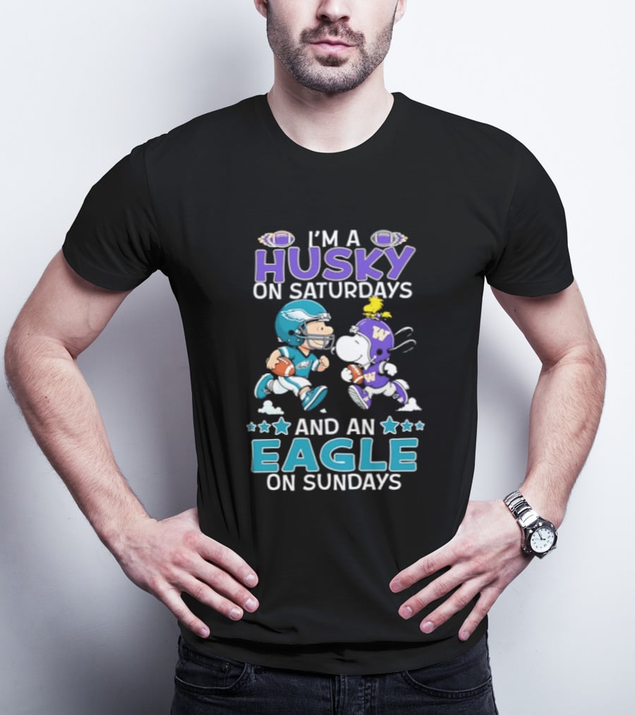 Snoopy And Charlie Brown Husky Saturdays Eagle Sundays T-Shirt