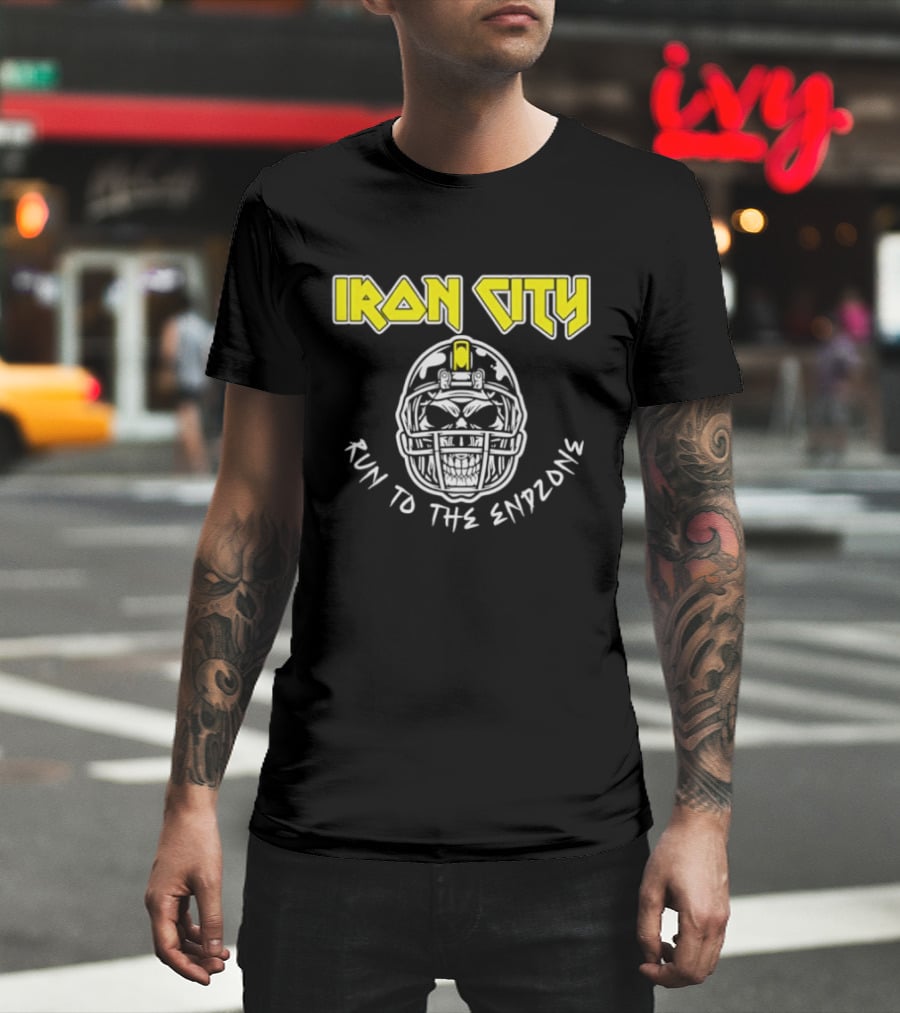 Iron City Run To The Endzone Skull Helmet T-Shirt