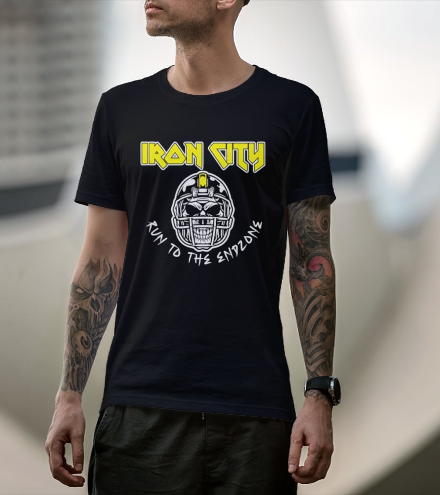 Iron City Run To The Endzone Skull Helmet T-Shirt