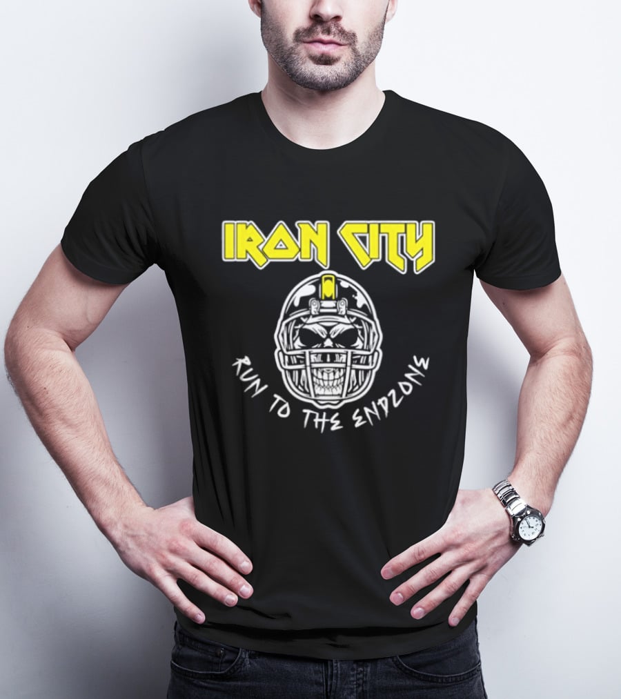 Iron City Run To The Endzone Skull Helmet T-Shirt