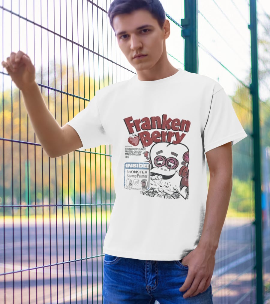Franken Berry Monster Stamp Printer Inside T-Shirt