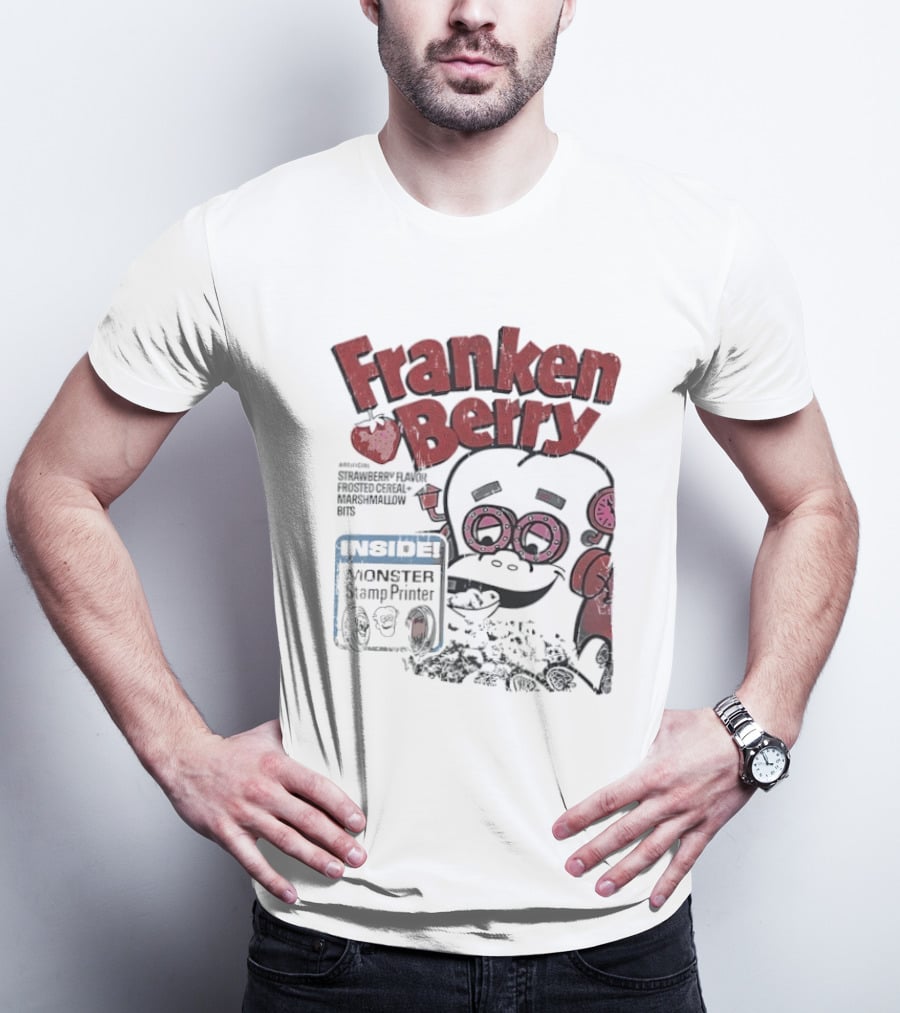 Franken Berry Monster Stamp Printer Inside T-Shirt