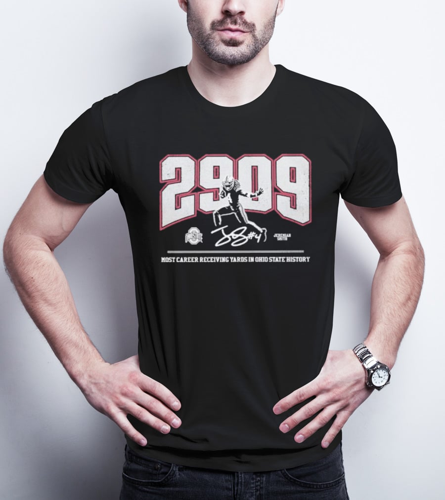 Jeremiah Smith 2909 Most Career Receiving Yards Ohio State Buckeyes History T-Shirt