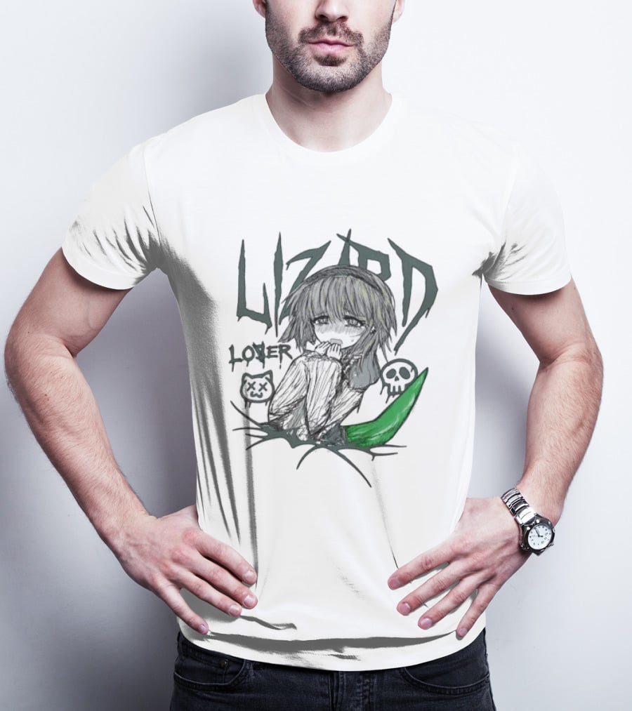 Lizard Tears Loser Anime Skull Green Tail T-Shirt