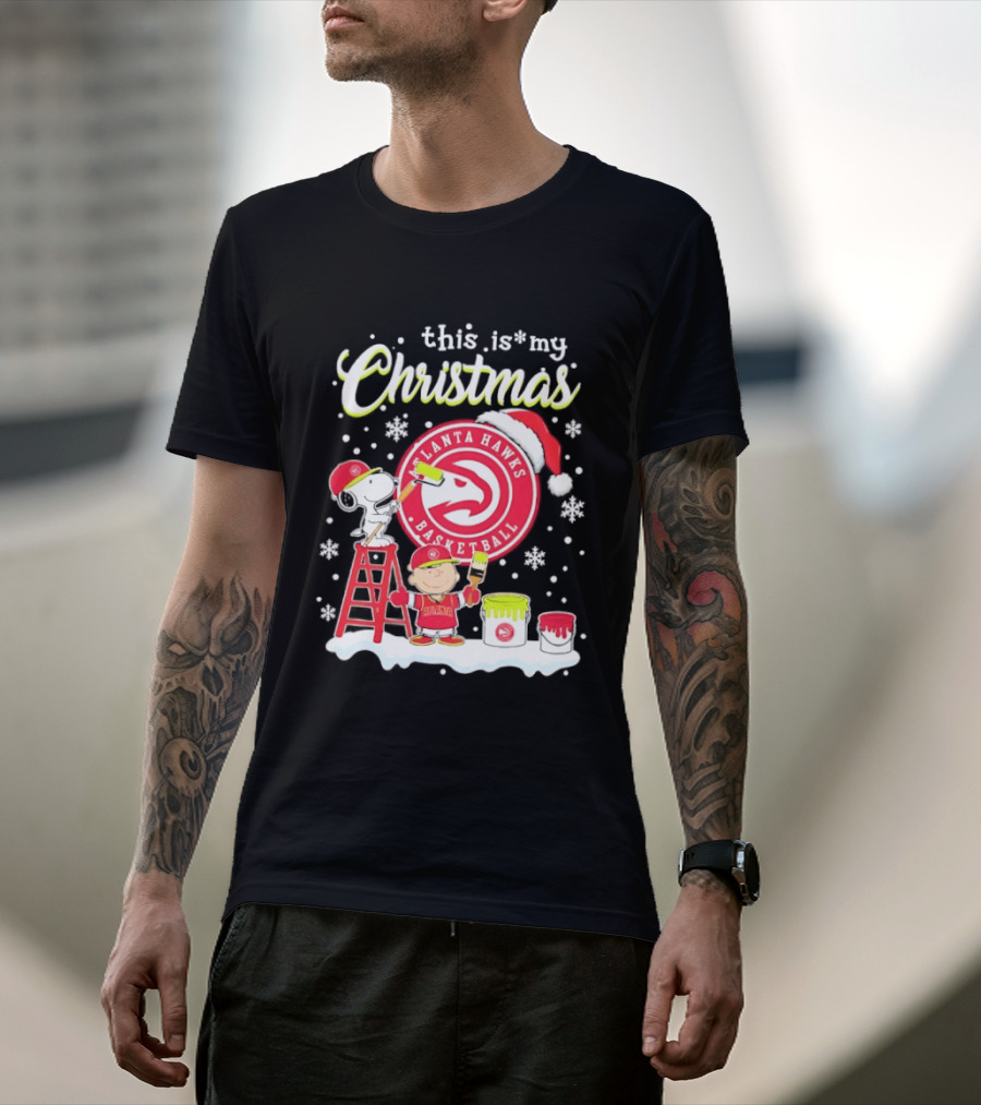 Atlanta Hawks Snoopy Woodstock Charlie Brown Christmas 2026 Basketball T-Shirt