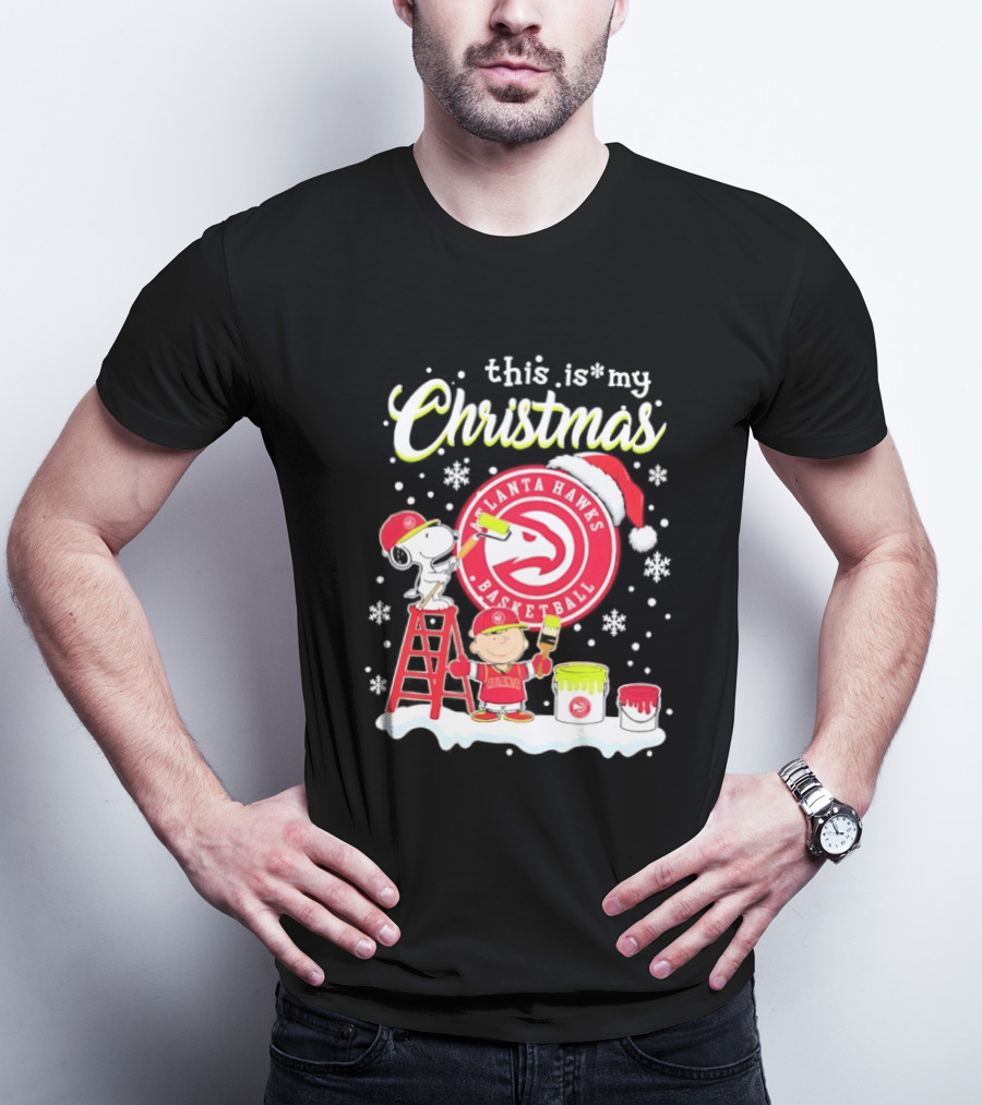 Atlanta Hawks Snoopy Woodstock Charlie Brown Christmas 2026 Basketball T-Shirt