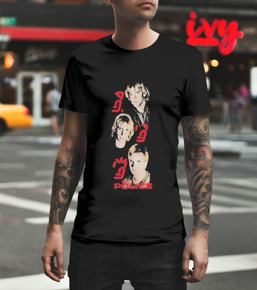 The Police Ghost In The Machine 45th Anniversary Faces Red Digital Numbers T-Shirt