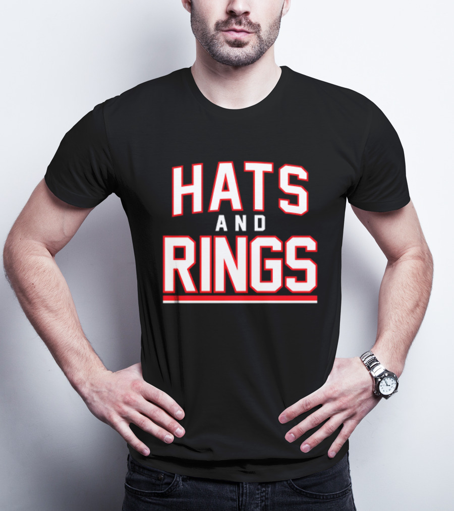 Hats And Rings Bold Red Lettering T-Shirt