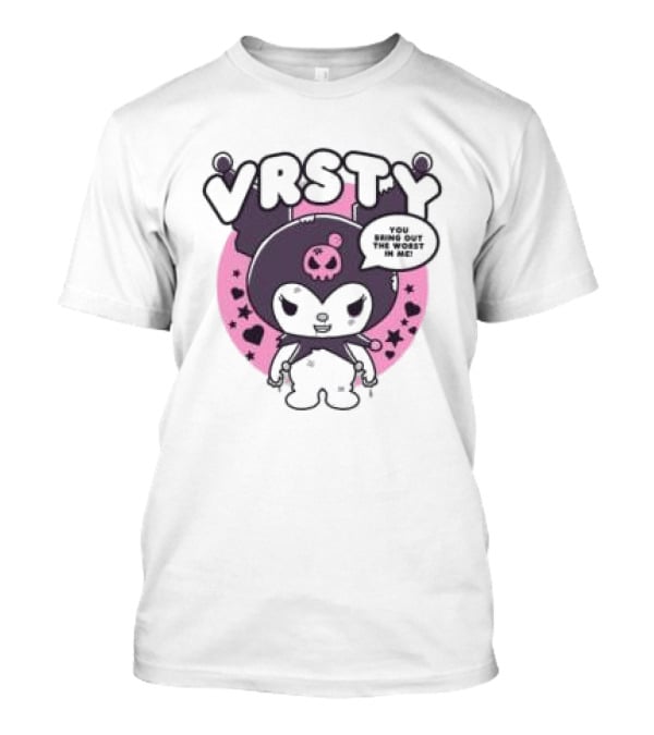 VRSTY Brawler Skull Jester Pink Circle Stars T-Shirt