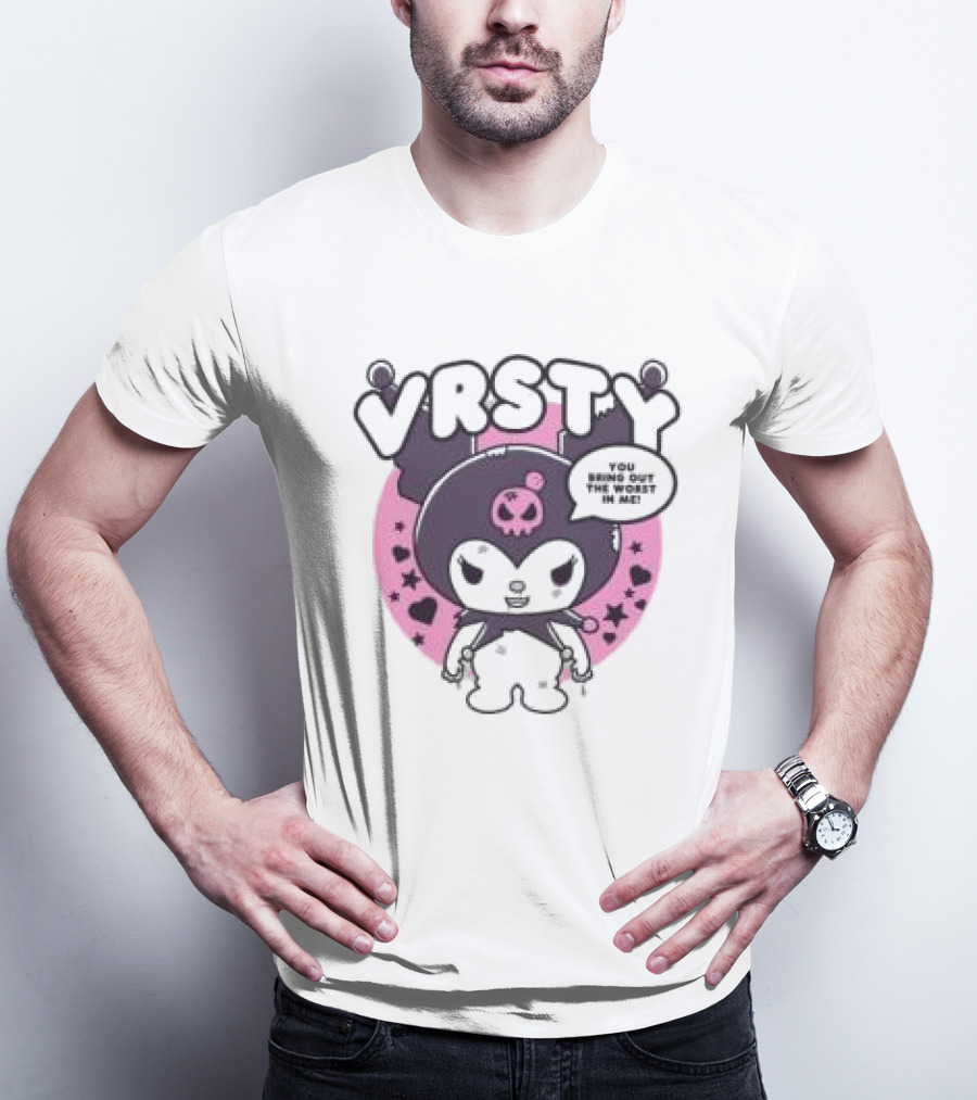 VRSTY Brawler Skull Jester Pink Circle Stars T-Shirt