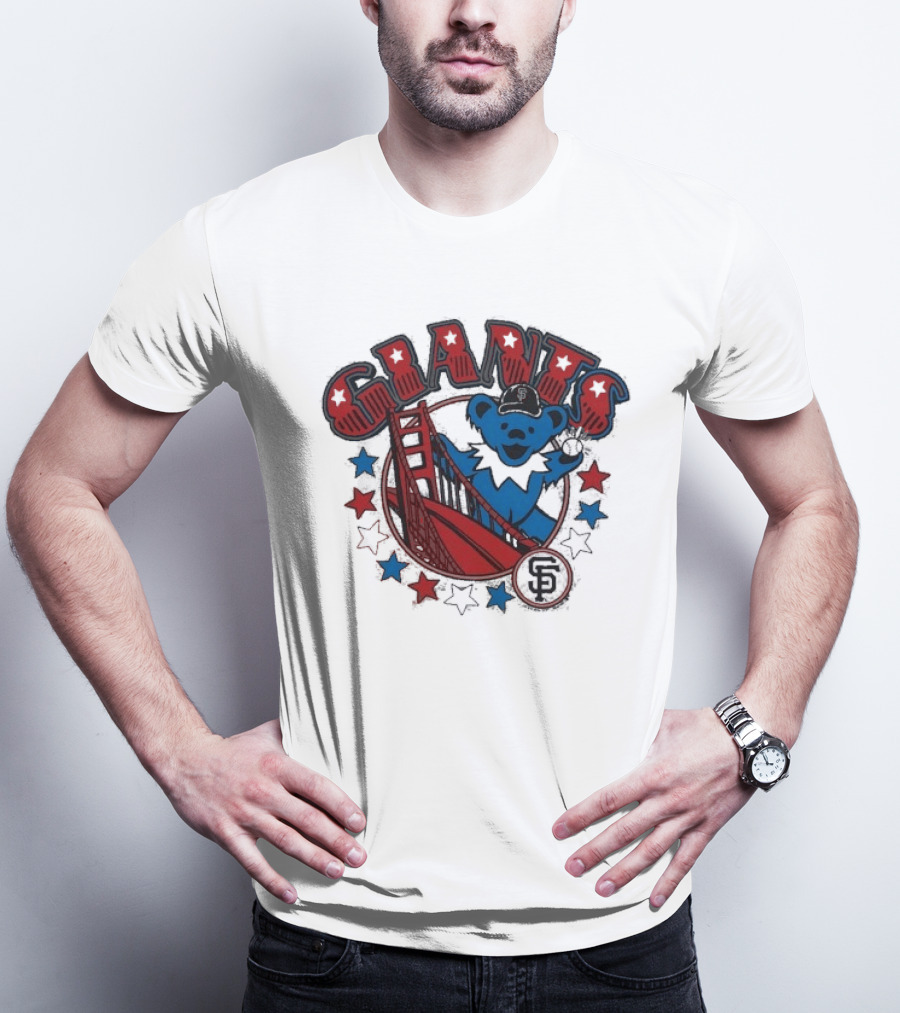 Grateful Dead Giants Bear San Francisco Bridge Retro Stars T-Shirt