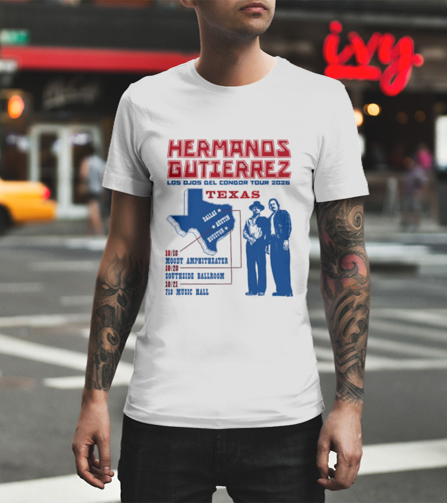 Hermanos Gutierrez Texas Los Ojos Condor Tour Dates October 18 Austin 20 Houston 21 Dallas 2026 T-Shirt