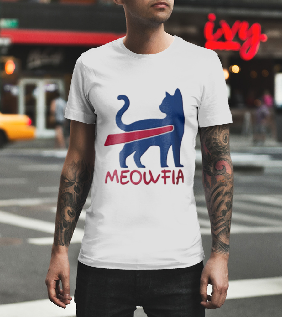 Meowfia Blue Cat Red T-Shirt