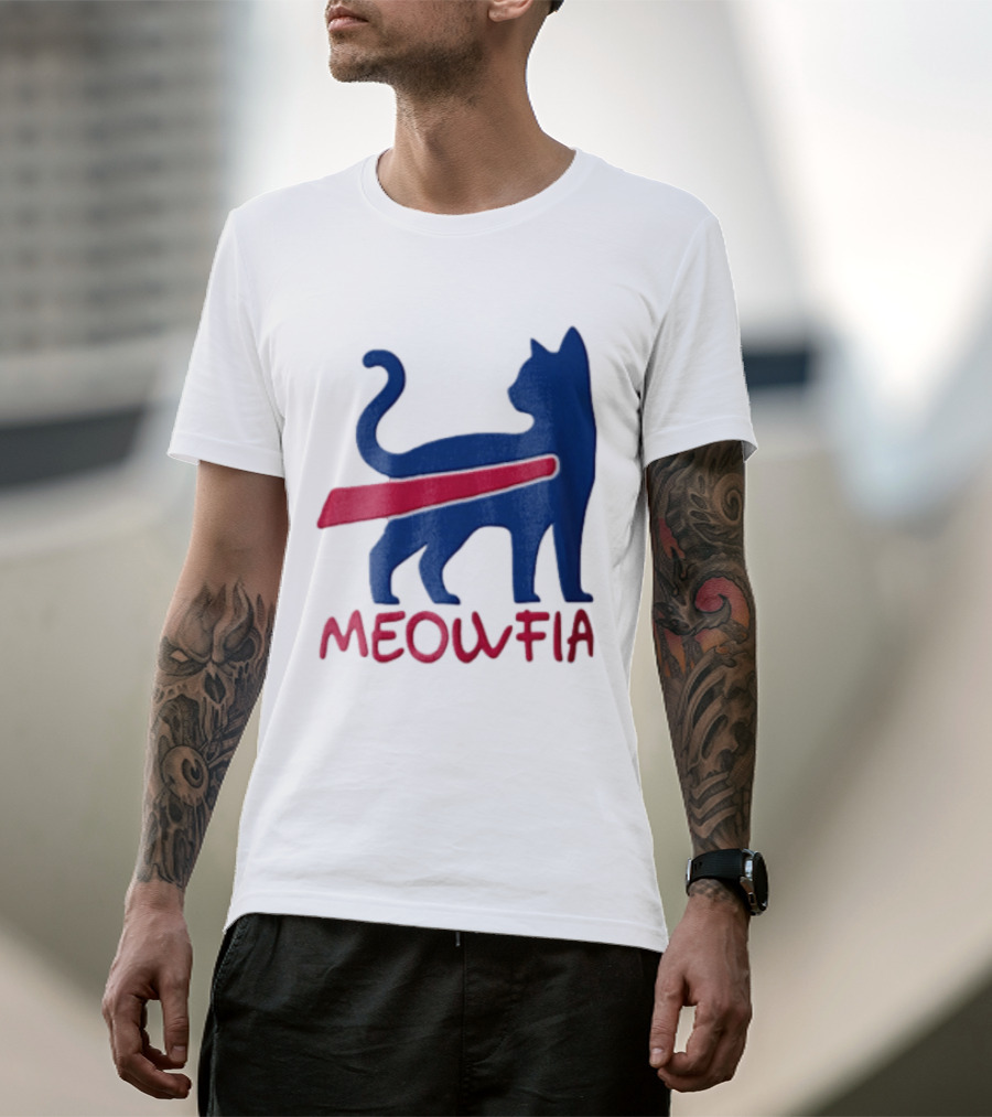 Meowfia Blue Cat Red T-Shirt