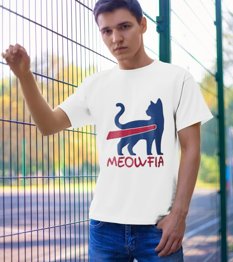 Meowfia Blue Cat Red T-Shirt