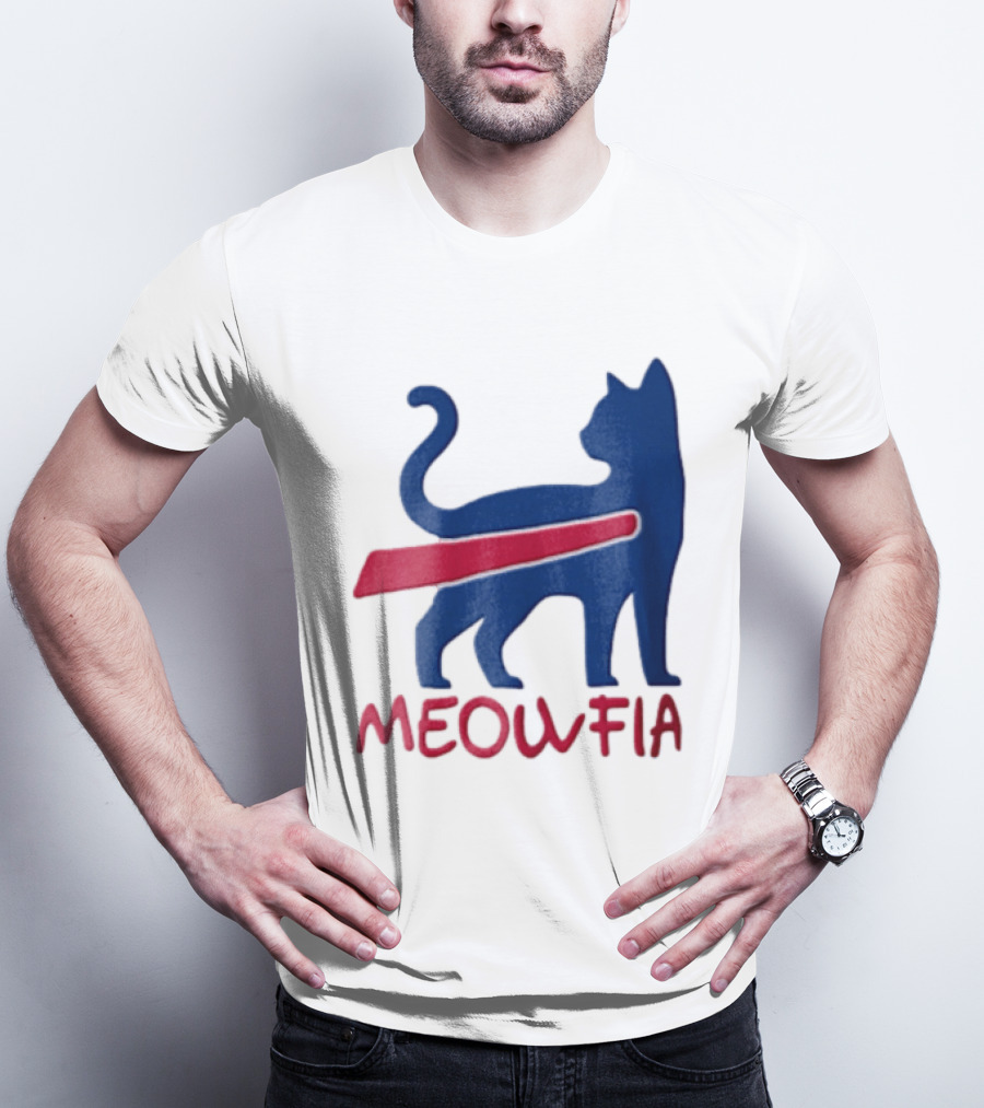 Meowfia Blue Cat Red T-Shirt
