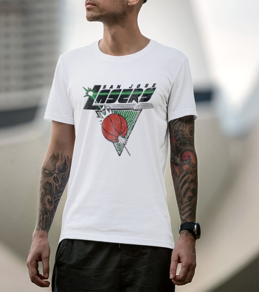 San Jose Lasers Basketball Green Circuit Triangle T-Shirt