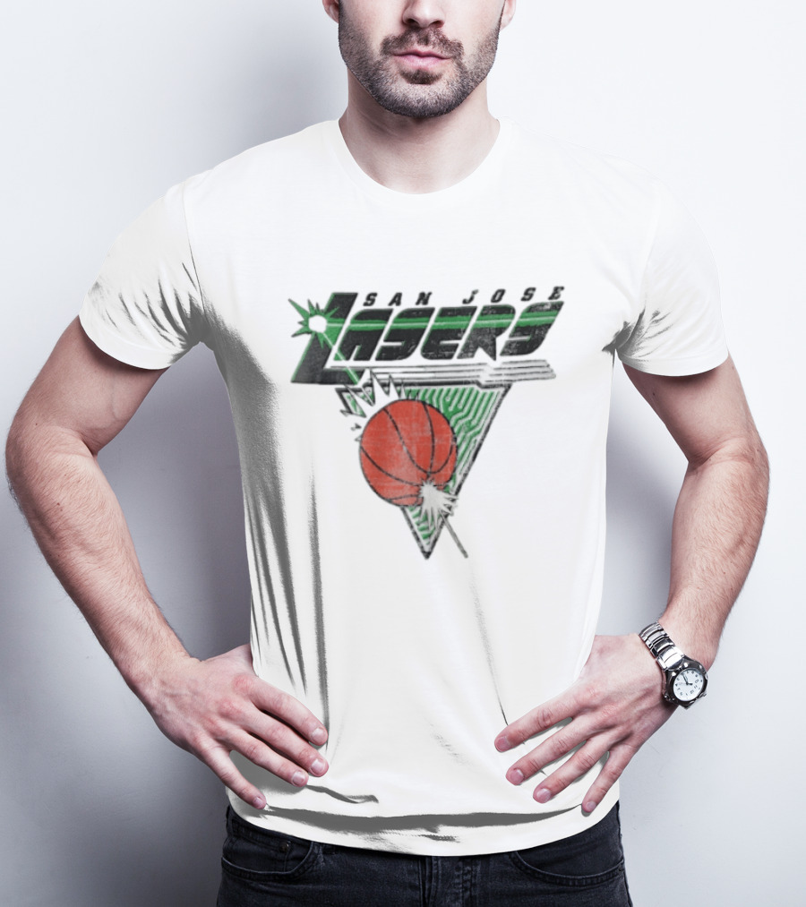 San Jose Lasers Basketball Green Circuit Triangle T-Shirt