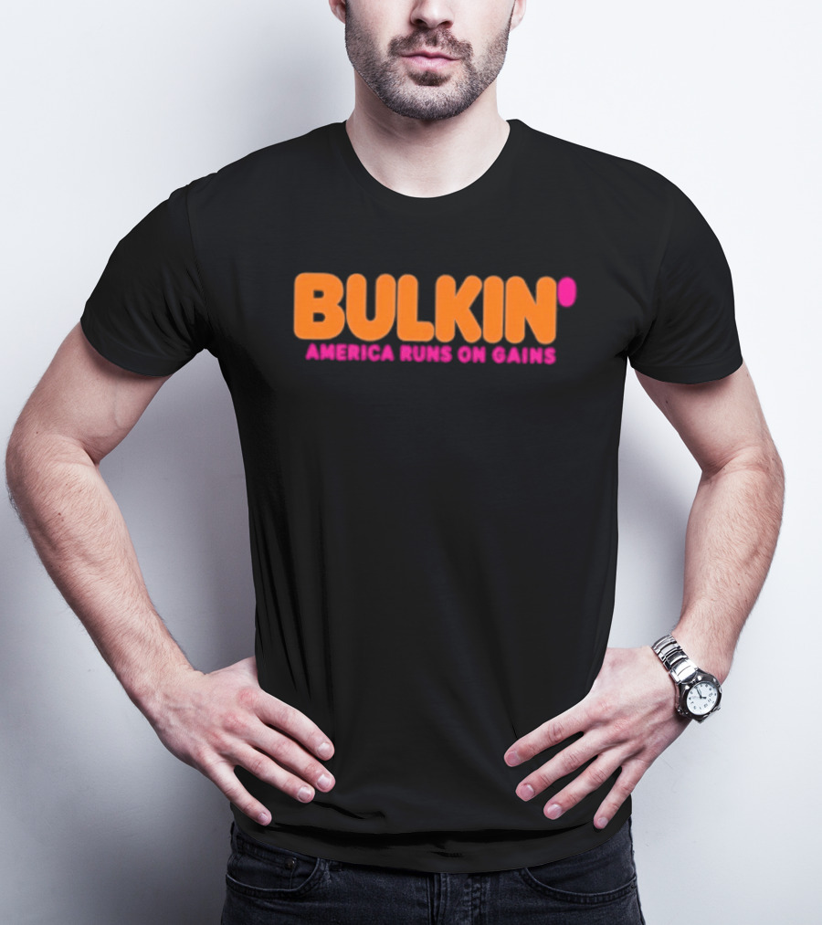 Bulkin America Runs On Gains Fitness Gym Motivation T-Shirt