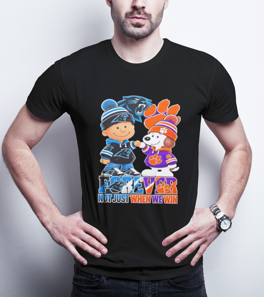 Charlie Brown Snoopy Carolina Panthers Clemson Tigers Forever Not Just When We Win T-Shirt