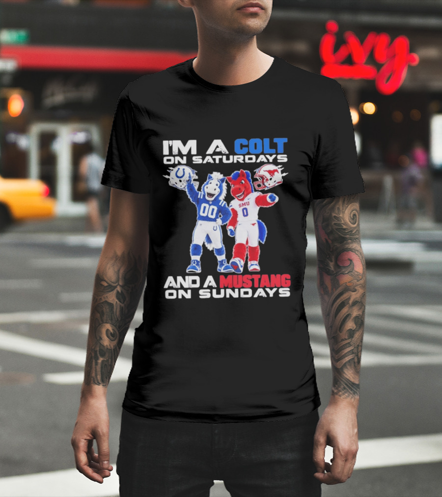 I'm A Colt On Saturdays And A Mustang On Sundays SMU Mascots Football Team T-Shirt
