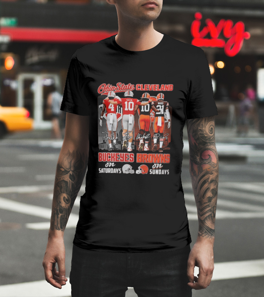 Ohio State Cleveland Buckeyes Browns J Smith Sayin Judkins Ward 4 10 10 21 Saturdays Sundays T-Shirt