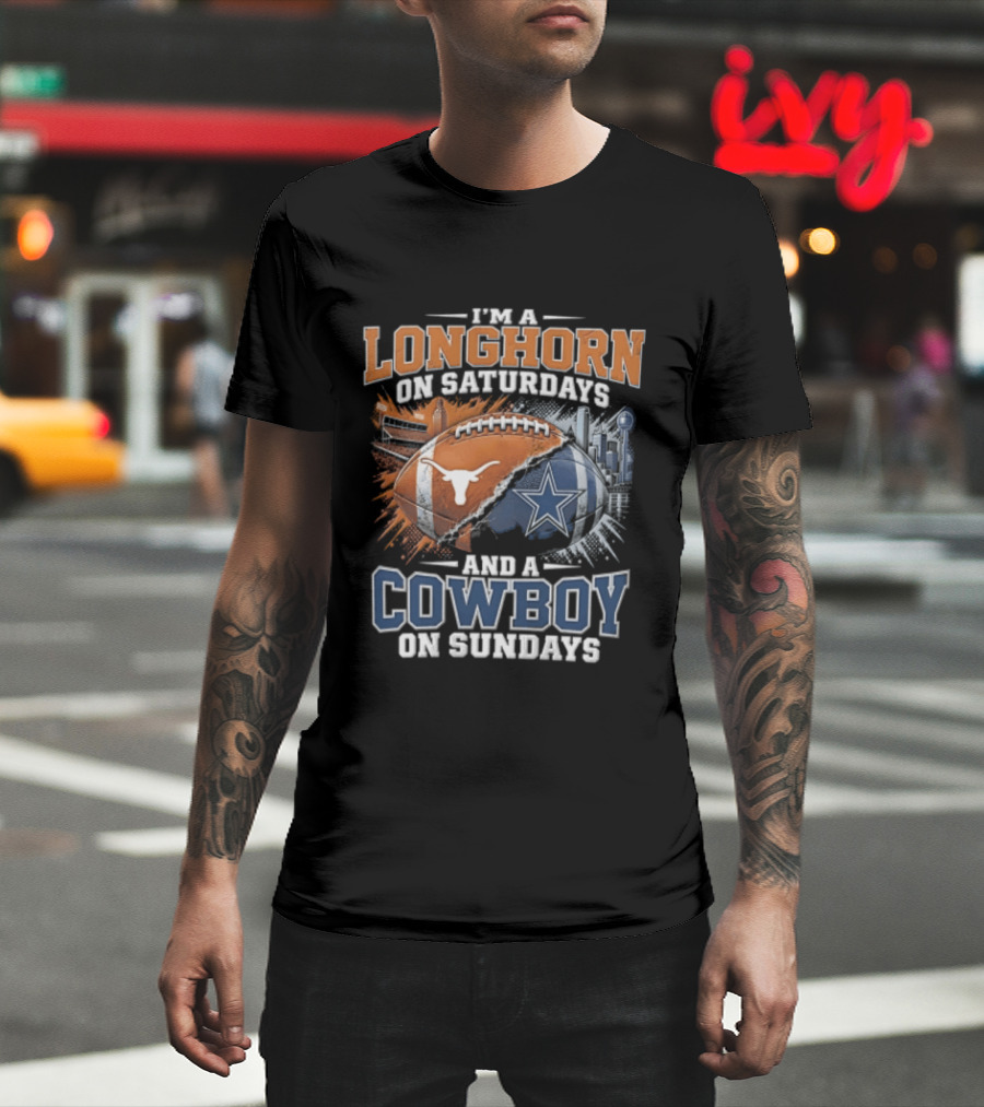Texas Longhorn On Saturdays Dallas Cowboys On Sundays Fan Gear T-Shirt