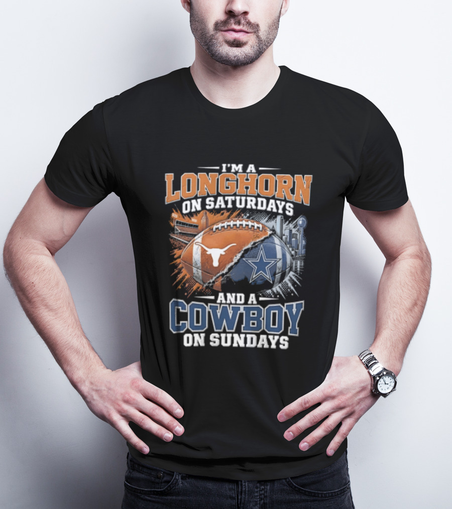 Texas Longhorn On Saturdays Dallas Cowboys On Sundays Fan Gear T-Shirt