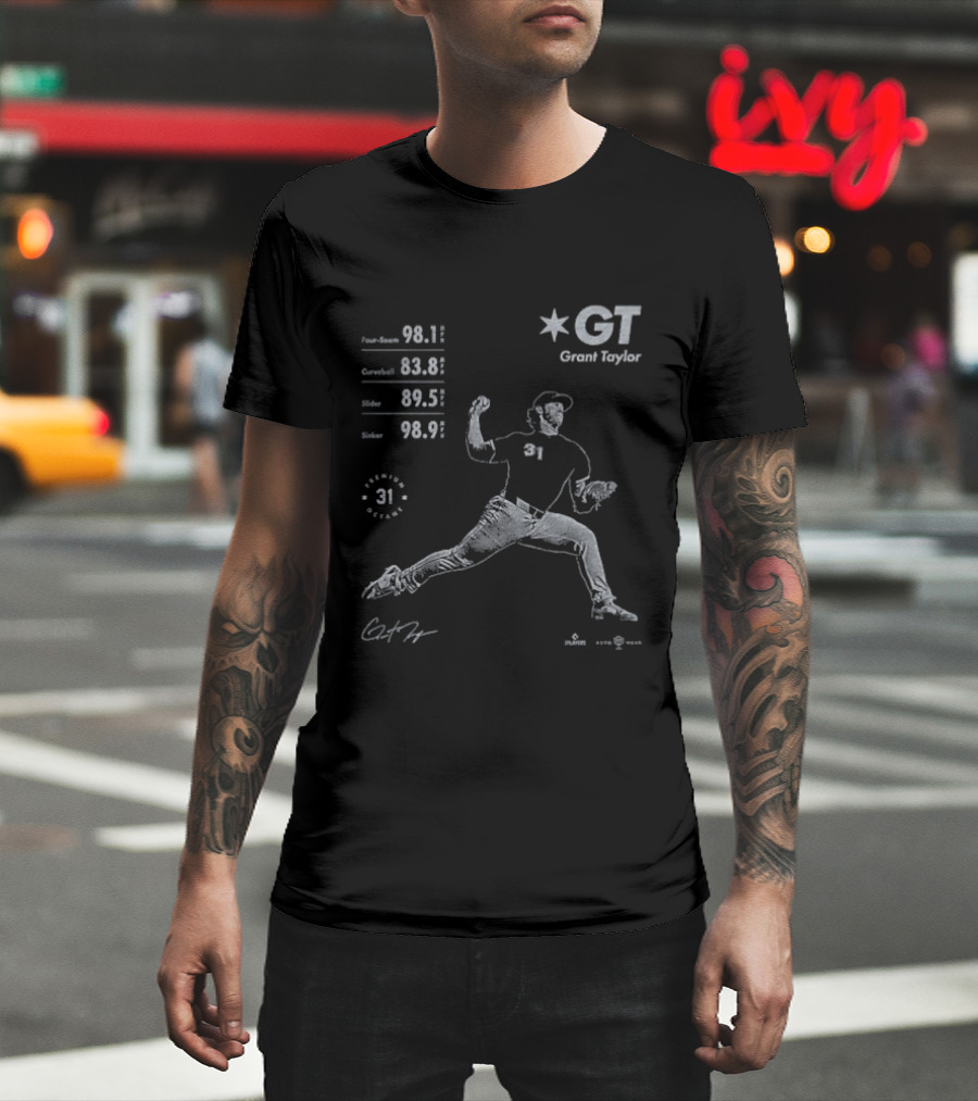Grant Taylor GT Baseball Pitcher Statistics Graphic 31 T-Shirt
