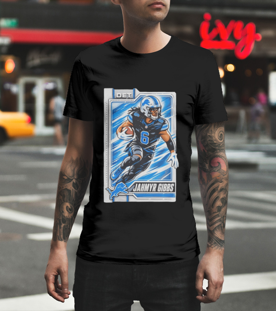 Jahmyr Gibbs DET 6 Football Card Detroit Lions T-Shirt