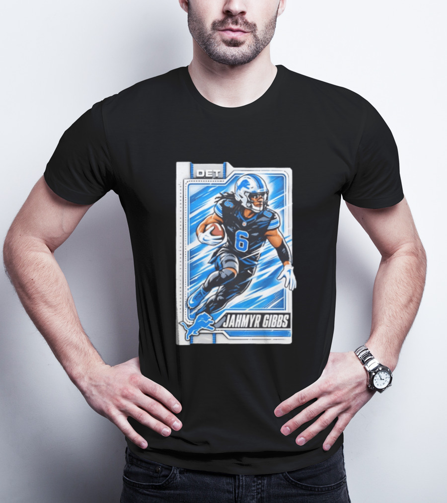 Jahmyr Gibbs DET 6 Football Card Detroit Lions T-Shirt