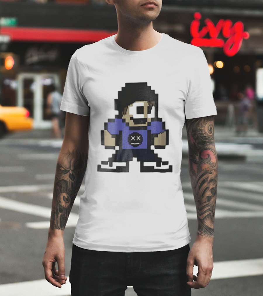 Eddsworld Tom Pixel Art With Black Beanie And Blue T-Shirt