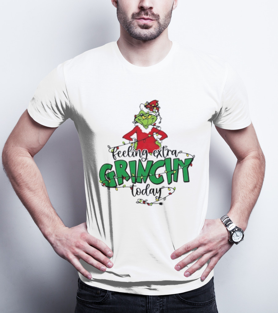Feeling Extra Grinchy Today Christmas Lights Grinch T-Shirt