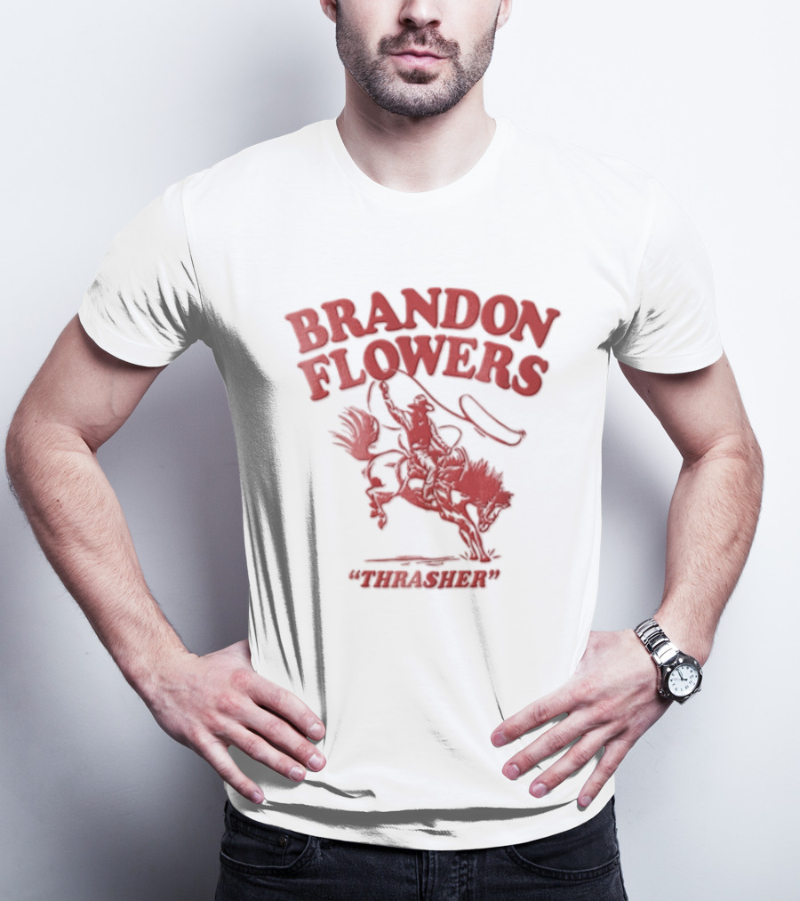 Brandon Flowers Kansas City Chiefs 24 Cowboy Riding Bucking Horse Lasso T-Shirt